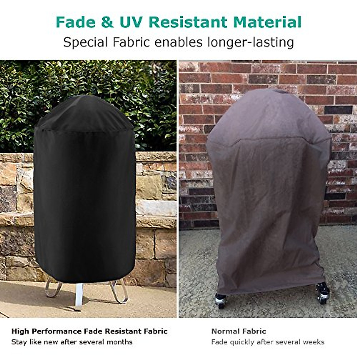 SunPatio Round Smoker Cover 30 Inch, Heavy Duty Waterproof Pit Barrel Smoker Cover, Outdoor Charcoal Kettle Grill Cover, All Weather Protection for Weber, Charbroil, Char-Griller Kamado and More Grill