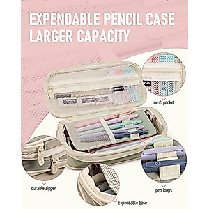 Nicpro 39 PCS Aesthetic School Supplies with Big Capacity Pen Case, 12 Colors Chisel Tip Cute Highlighters, 5 Quick Dry Retractable Black Ink Pens, 6 Pastel Mechanical Pencil 0.5 & 0.7 mm for Students