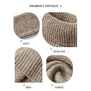 LINY XIN Turtleneck Sweater Women Fall Winter Sweater Long Sleeve Warm 100% Merino Wool Knit Pullover Sweater Tops (Tan,M)