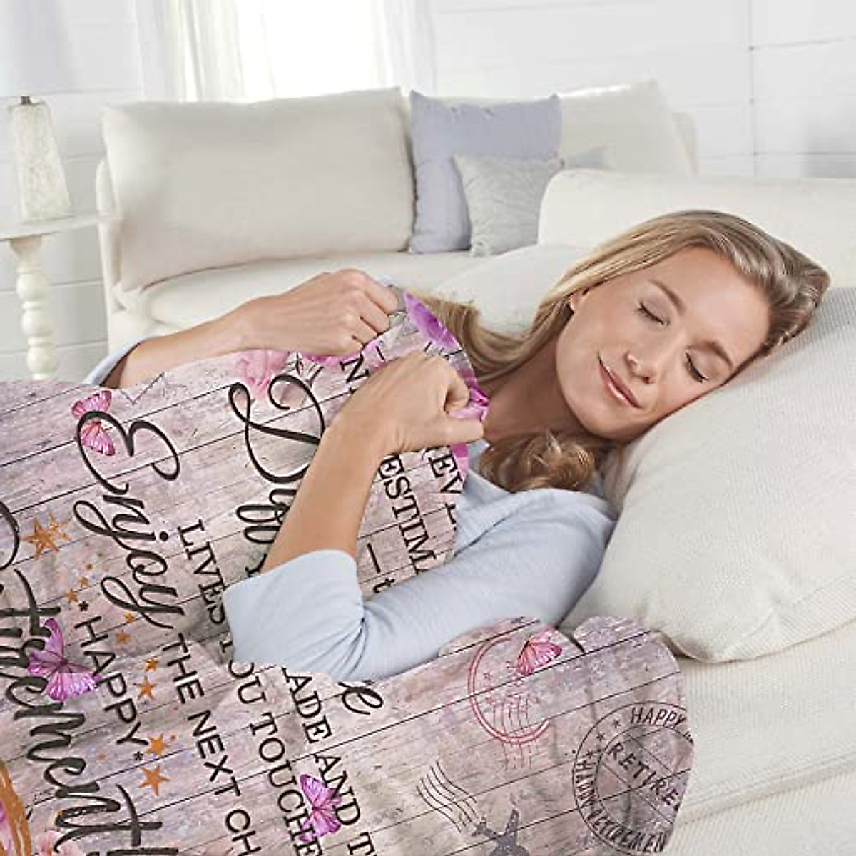 Retirement Gifts for Women 2022 Blanket 60"×50", Happy Retirement Gifts for Nurses Teachers Mom Wife Female, Retired Gifts for Women, Farewell Gifts for Coworkers Boss, Funny Retirement Throw Blankets