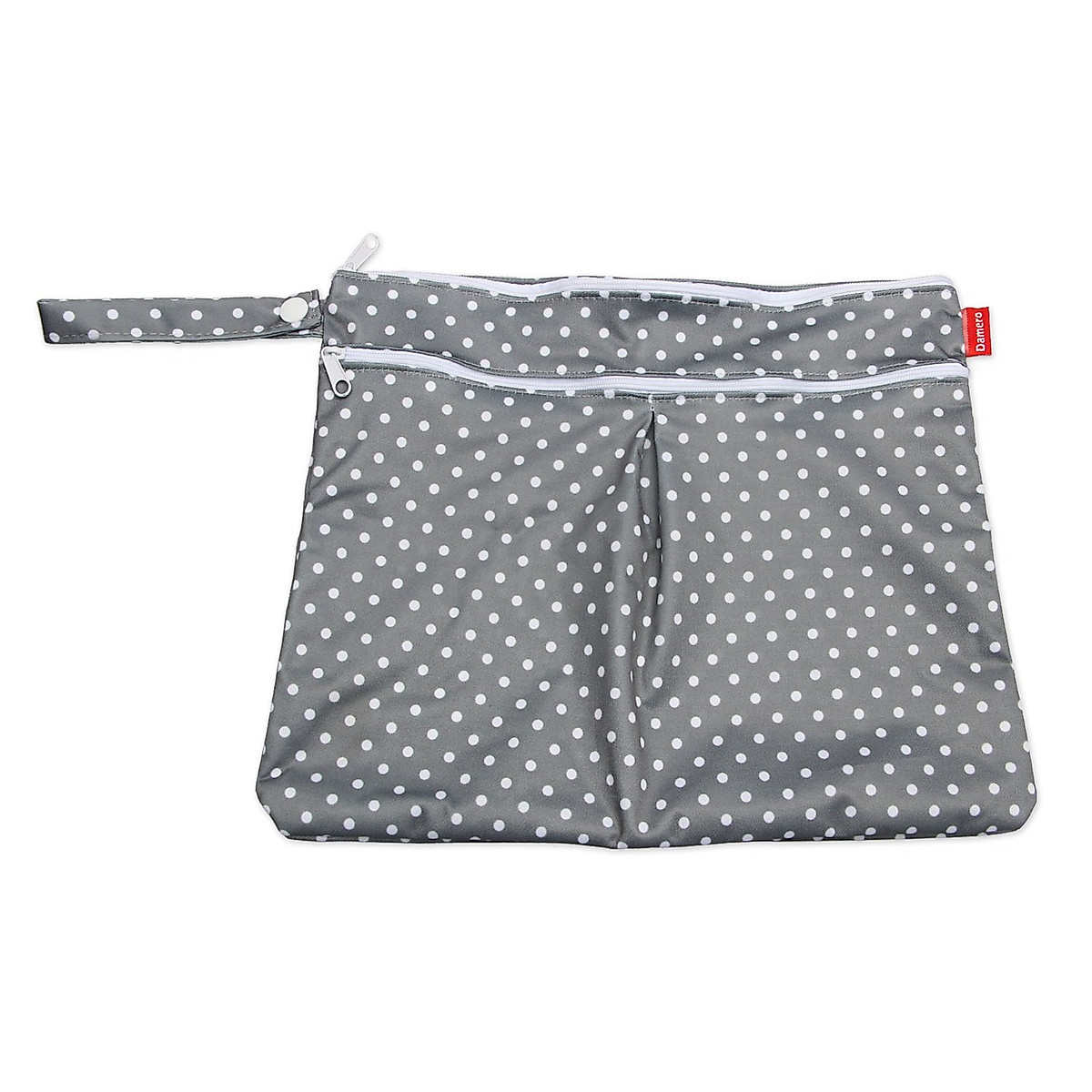 Damero 2pcs Travel Wet and Dry Bag with Handle for Cloth Diaper, Pumping Parts, Clothes, Swimsuit and More, Easy to Grab and Go (Small, Gray Triangle+ Gray Dots)