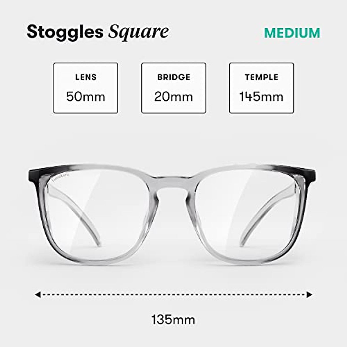 Stoggles - Official - Square - Z87.1 Certified Safety Glasses - Anti-Fog - Blue Light Blocking (Medium, Charcoal)