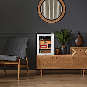 NewAir Electric Cigar Humidor Wineador | 250 Count | Stainless Steel Cooler with Opti-Temp Heating, Cooling Function 54-74F, and Spanish Cedar Shelves NCH250SS01