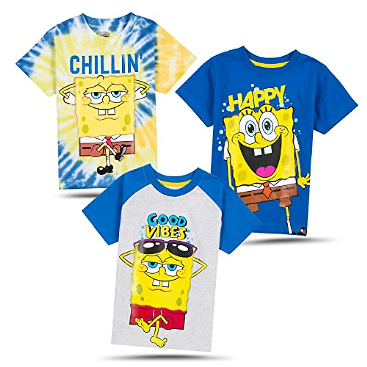 Nickelodeon Spongebob or Rugrats 3 Pack Boy's Graphic Tees, Cute Short Sleeve T-Shirts for Boys Pack of 22