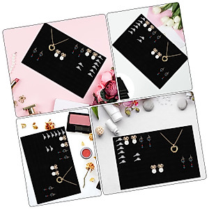 SEWACC 9 pcs Jewelry Holders Organizer Sponge Ring Earring Showcase with Holder Rings Trays Black Insert Storage Slots Selling Necklace Pad Earrings Pads Foam Mats for Display Tray