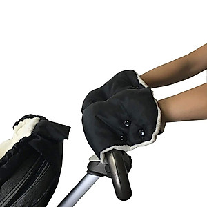 Universal Fits Stroller Handmuff, Anti-Freeze Waterproof Fingerless Fleece Gloves, Warmer Handlebar Muff