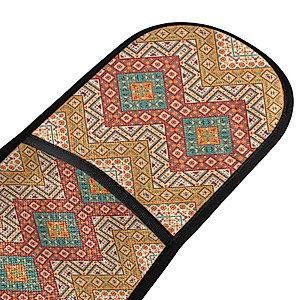 ALAZA Geometric Pattern Double Oven Mitt Washable Heat Resistant Potholder Oven Glove for Home Kitchen Cooking Baking 35x7 Inches