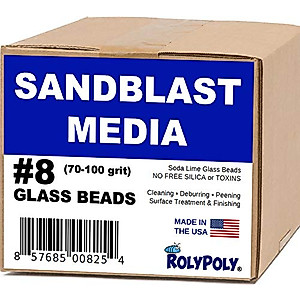 Sandblasting Media Glass Beads #8 Medium 70-80 Grit (10 LBS) for Sandblaster Abrasive, Blasting Gun, Sand Blast Cabinet
