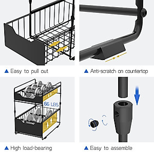 junyuan Under Sink Organizers And Storage With Sliding Storage Drawer,2-Tier Cabinet Organizer Shelf for Kitchen,Bathroom,Office,Countertop Stackable Storage Basket (black)