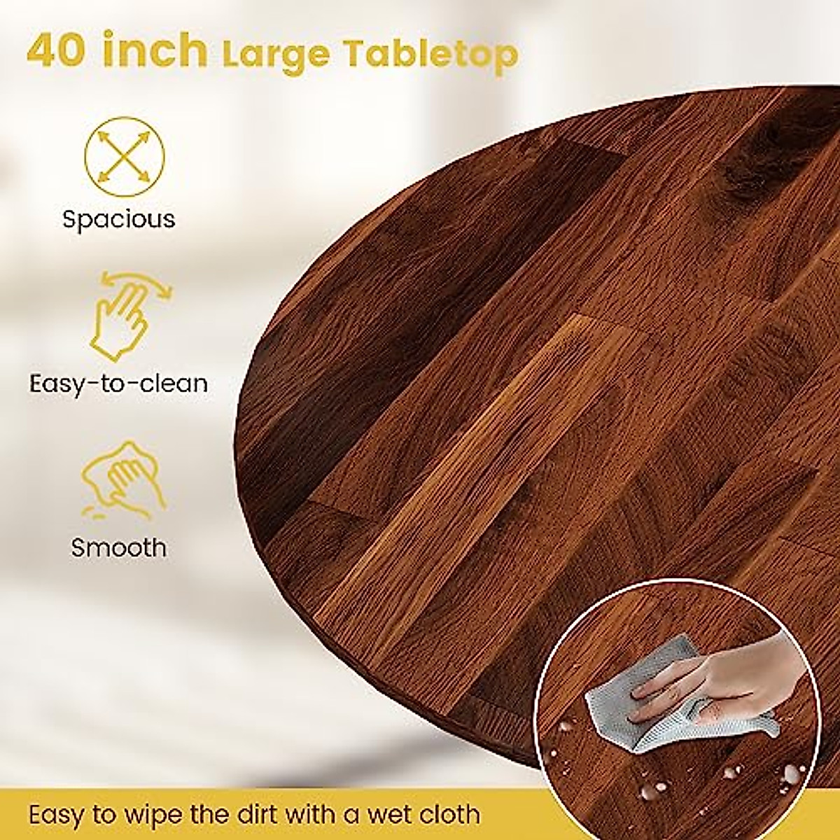 Giantex Wooden Dining Table, 40" D X 29" H, Pedestal Tables W/Round Tabletop & Curved Trestle Legs, 4-Person Round Dinner Table for Kitchen, Dining Room, Living Room (40" D, Walnut)