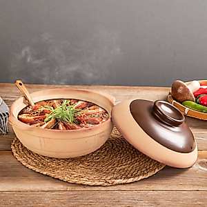 Ceramic Casserole Clay Earthenware Pot: Chinese Stew Pot Soup Pot Cooking Pot Stockpot with Lid Kitchen Cookware 1000ml