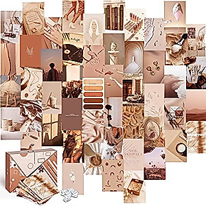 KOLL DECOR Beige Wall Collage kit Boho - 50 Set 4''x6'' Prints Aesthetic Wall Collage Kit Beige Room Decoration Tezza Collage Kit Wall Decor for Teen Girls