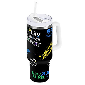 RPLIFE Abstract Gamepads Pattern Tumbler, Stainless Steel Coffee Mug, Insulated Tumbler, Tumblers for Women