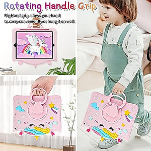 VOFUOE for iPad 6th 5th Generation Case, iPad 9.7 Case with Screen Protector Dolls Straps Stand Pencil Holder,Soft Silicone Cover Kids for iPad Pro 2016/iPad Air 2th,iPad 6th/5th 9.7'' 2018 2017-Pink