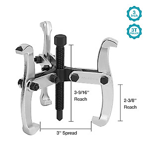 DURATECH 3-Inch 3-Jaw Gear Puller, Removal Tool for Gears, Pulleys, Bearings and Flywheels, Fully Assembled, CR-V Steel