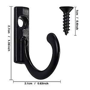 Wall Mounted Single Hook Robe Hooks Metal Coat Hooks and Screws for Hanging Key Jewelry Cup Cloth Bag Cap,40 Pieces (Black)