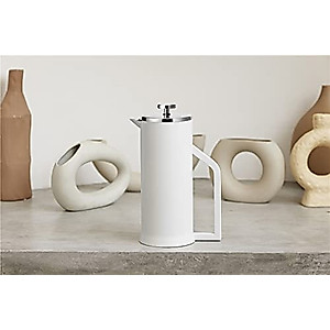 LAFEECA French Press Coffee Maker - Stainless Steel Double Wall Vacuum Insulated - Large Thermal Brewer 34 oz 1000 ml White