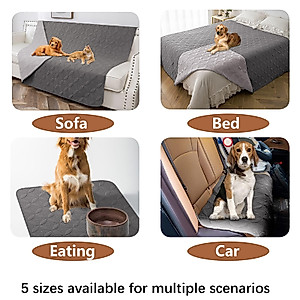 Tuffeel Waterproof Dog Blanket, 82x82 inches Pet Couch Covers for Sofa, Bed Furniture Protector from Dogs Washable and Reversible-Lightgrey+Darkgrey