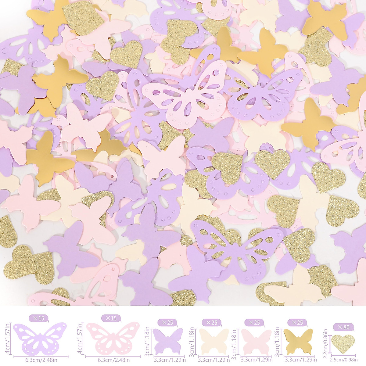 HIKLO Butterfly Table Scatter Confetti - Butterfly Table Decorations, Butterfly Birthday Decor, Butterfly Themed Spring Wedding/Bridal Shower/Baby Shower Party Decor, 210 Pcs Pink Purple Gold Confetti