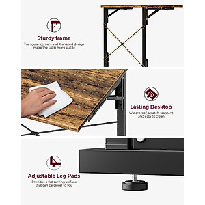 Vantic 31.5" Folding Desk, Foldable TV Tray Table for Eating on Couch, Extra Large TV Dinner Trays, Portable Fold Computer Writing Desk Table for Home Office, Rustic Brown
