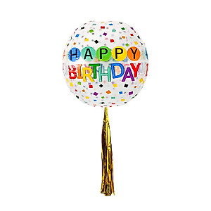 22”Bobo Balloons Printed "HAPPY BIRTHDAY" 4D Balloons Shiny Gold Tassels Happy Birthday for Party Decoration Supplies