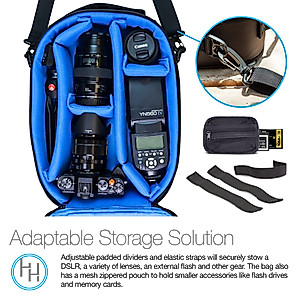 Naztech Camera Bag Has A Modular Backpack Insert and Adjustable Padded Divders to Securely Stow Your Equipment. Water Resistant with Removable Straps