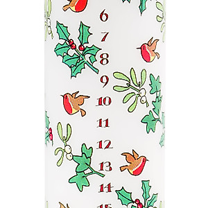 Alison Gardiner Christmas Advent Candle 'Holly and Ivy' Wax Pillar 50 Hours Burn Time Made in England