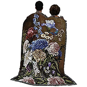 Pure Country Weavers Bouquet in Blue Blanket by Nene Thomas - Gift for Cat Lovers - Tapestry Throw Woven from Cotton - Made in The USA (72x54)