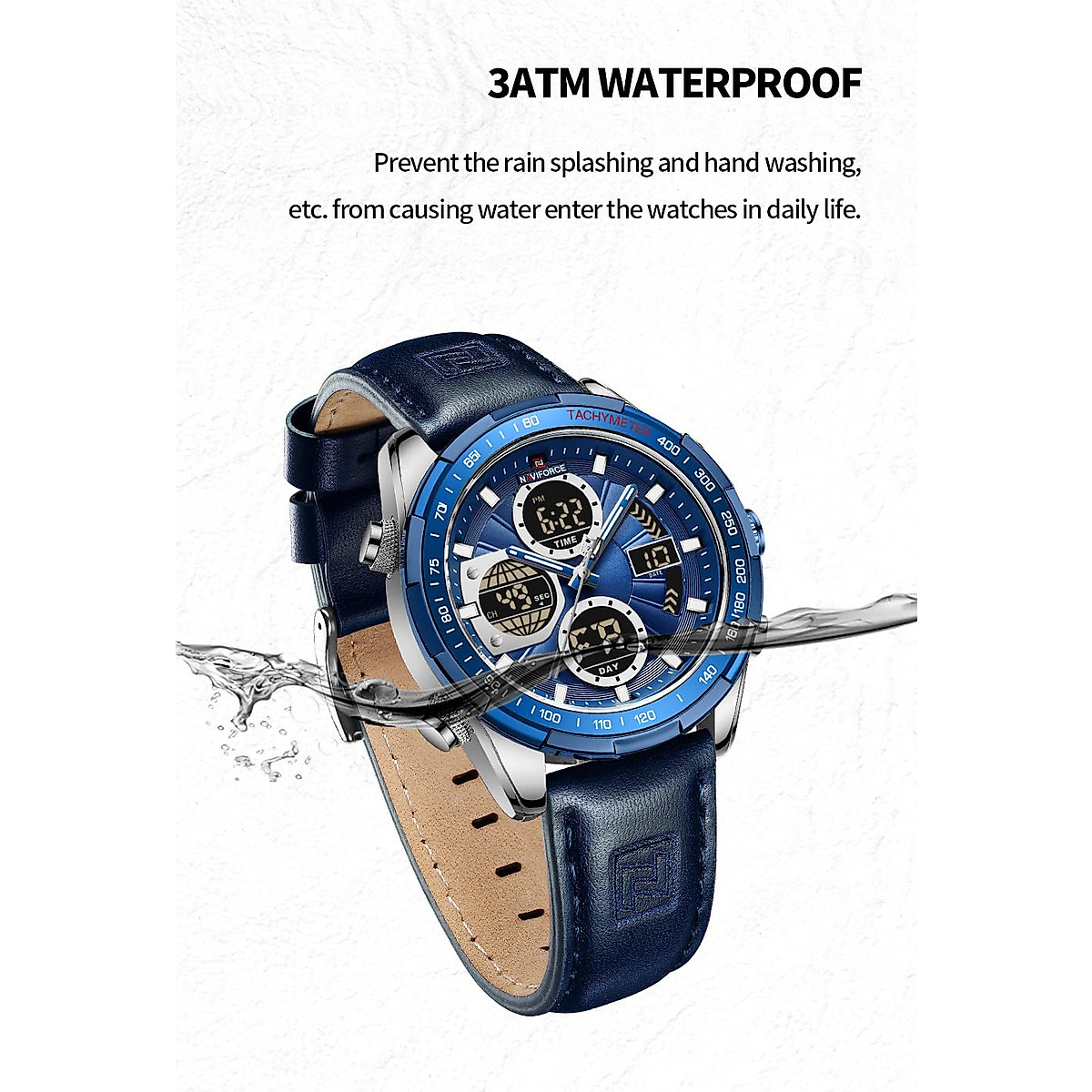 AIMES Men Military Digital Watches Stylish Casual Analog Quartz Waterproof Watch Sport Multifunction Leather Wristwatch Business Dress Wrist Watch for Men