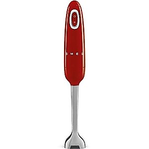 SMEG Handheld Immersion Blender 5 Speeds with Turbo Boost Stainless Steel Blades Nonslip Ergonomic Handle HBF11RDUS, Red
