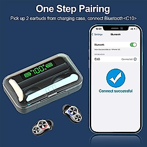 ZYHKJYL Long Playtime True Wireless Earbuds/Headphones Bluetooth, Wireless Charging Case Cell Phones Charging Function Touch Control IPX8 Waterproof Stereo Earphones with LED Digital Display