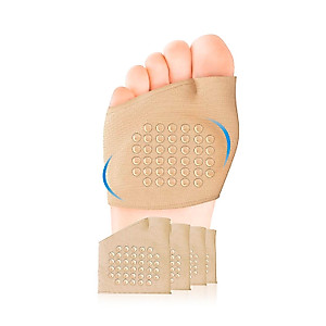 Metatarsal Pads Women Sleeves Anti-Slip Inserts with Gel (4-Pack) Ball of Foot Cushions for Women & Men Pain Relief Soft Padding - Sesamoiditis Pads, Metatarsalgia Insole, FSA and HSA Eligible (Nude)