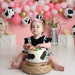Pink Cow Birthday Party Hat/Crown - Western-Themed First Birthday Crown for Baby Girl, Party Decorations and Photo Props