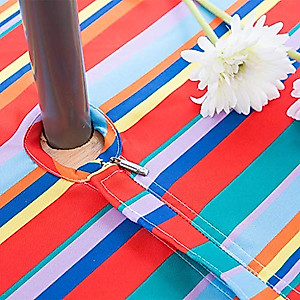 SquarePie Outdoor Tablecloth Rectangle Stain Resistant Waterproof Table Linen Table Cover with Umbrella Hole and Zipper for Picnic Patio Garden Party Tables, 52x70 Color Stripe