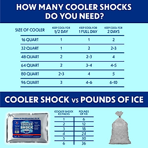 Cooler Shock Ice Packs for Cooler - Long Lasting Reusable Freezer Packs for Coolers - Cooler Ice Packs for Camping Gear, Fishing, Road Trips, Beach Must Haves, Large