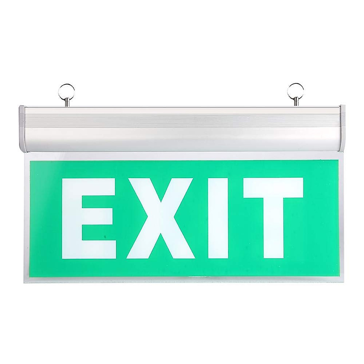 Emergency Exit Sign, Acrylic Double-sided Green Compact Combo Exit Sign Emergency Light 3W 12 LEDs Emergency Exit Lighting Sign Safety Evacuation Indicator Lamp for Malls, Hotels, Hospitals, etc
