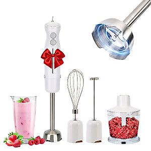 Immersion Hand Blender, Handheld Blender, 5-in-1 Multi-Function Stick Mixer, 600w 10 Speed Manual Mixer With Turbine, Mixer For Food Whipping, Milk Mixer/Egg Mixer,/Mortar and Beaker/Measuring Cup