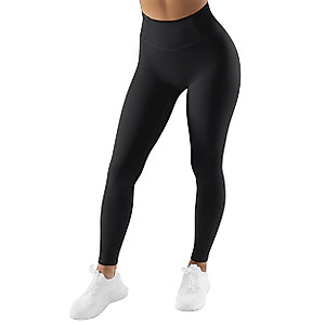SUUKSESS Women No Front Seam Buttery Soft Workout Leggings Ruched High Waisted Tummy Control Yoga Pants (Black, M)