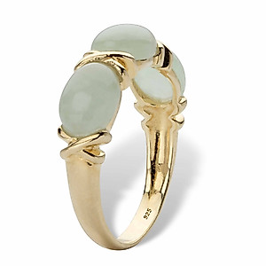 PalmBeach Jewelry Yellow Gold-plated Sterling Silver Oval Shaped Genuine Green Jade X and O Ring Sizes 6-10 Size 9