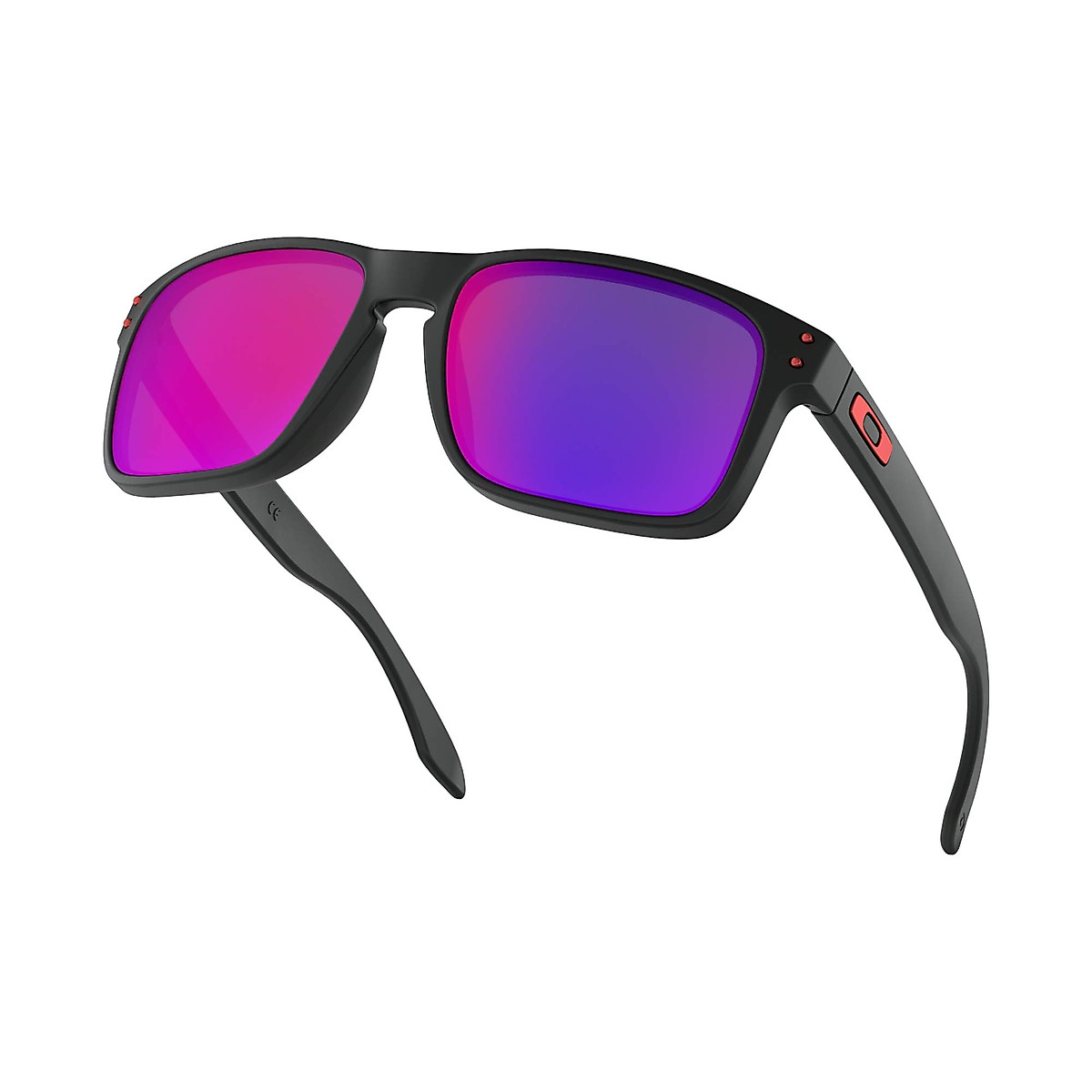 Oakley Holbrook Sunglasses (Matte Black Frame, Positive Red Iridium Lens) with Lens Cleaning Kit and Country Flag Microbag
