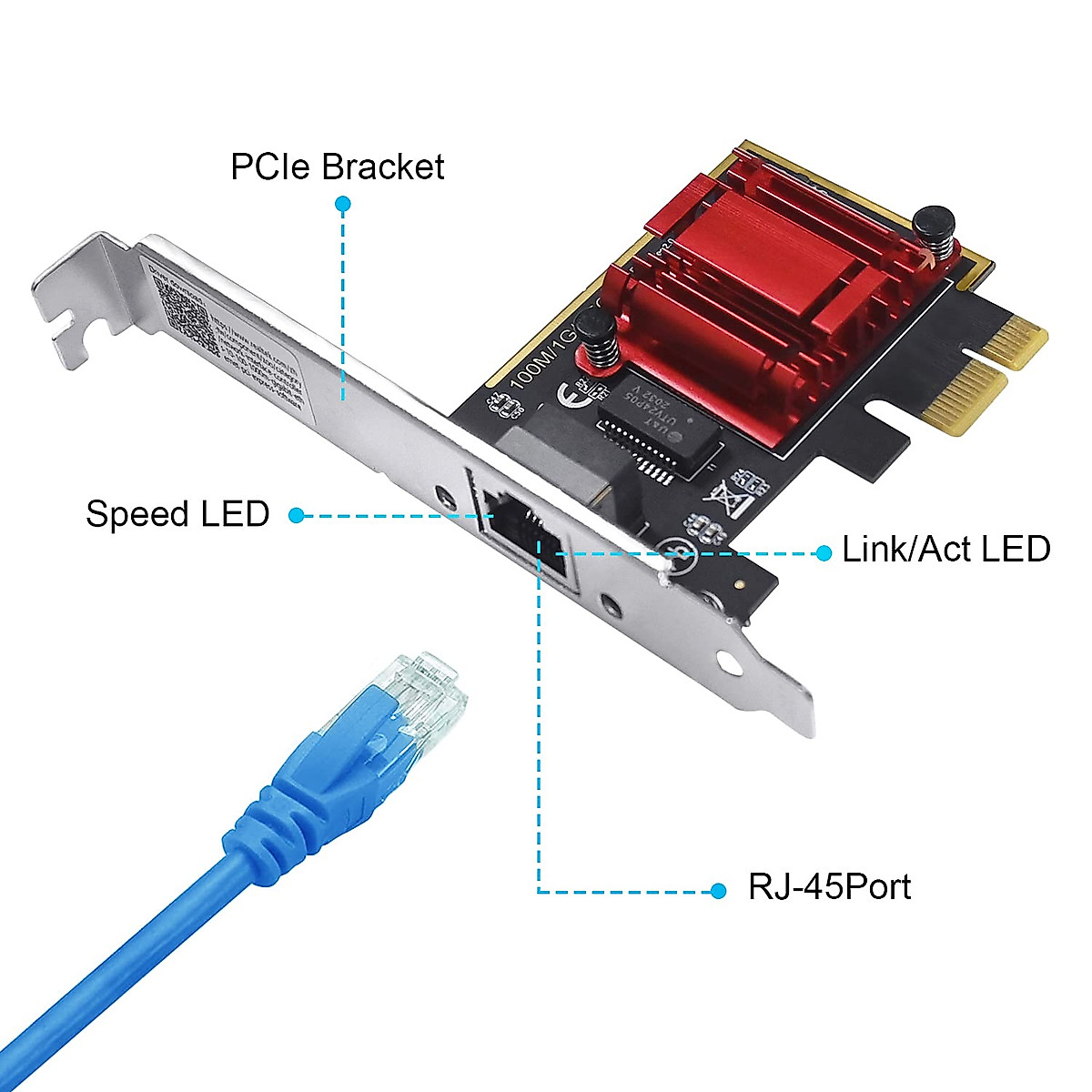 RTL8125B 2.5Gbps PCIe Ethernet Network Card | 2500/1000/100Mbps Multi-Gigabit NIC | RJ45 LAN Adapter with PXE Boot | Plug & Play for Windows/Linux/macOS