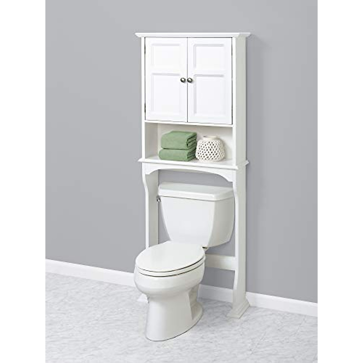 Zenna Home Collette Over the Toilet Bathroom Spacesaver, Bath-Storage Shelves, White