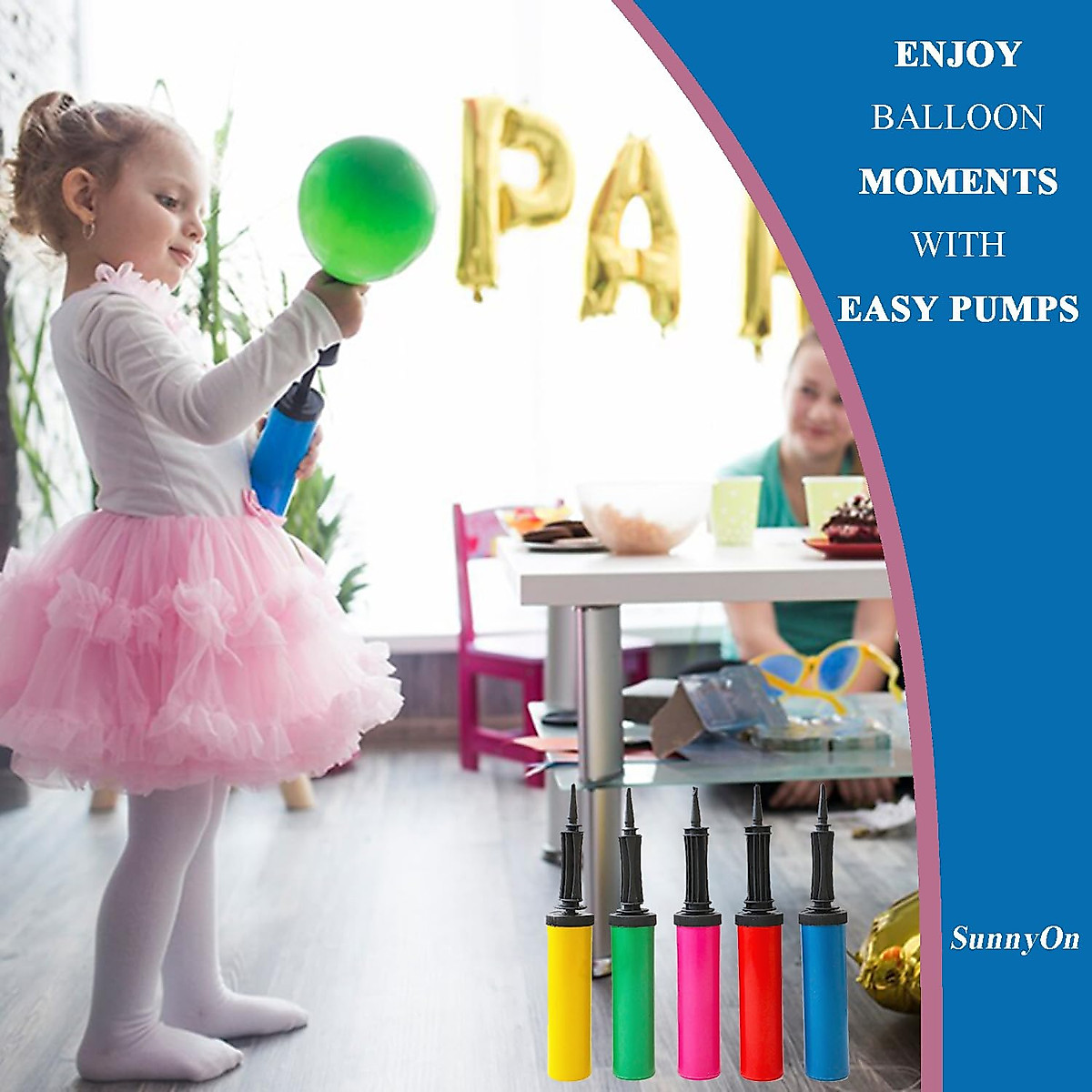 Dual-Way Manual Balloon Pump, 2-Pack Random Colors, Handheld Air Pump for Kids’ Party Balloon Supplies, Balloon Inflator by Hand, Manual Pump for Children's Party Balloons, 2-Pack Classic