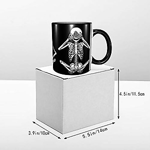 Halloween Skeleton Ceramic Coffee Mug Tea Cup for Office Home Gift to Family Friend Black Funny Skull
