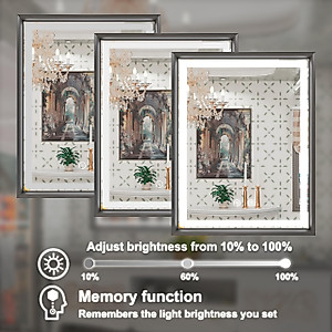JSneijder LED Bathroom Mirror(2 Pack), 28x36 Inch Frame Mirror + 28x36 Inch Frameless Mirror
