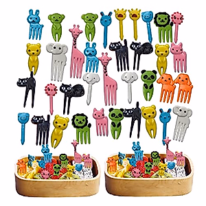 HENWAFX Animal Food Picks for Kids, Cute Cartoon Animal Fruit Food Toothpicks,Reusable Lunch Picks for Kids Bento, Lunch Bento Box Picks for Toddler,kids lunch accessories (animal)