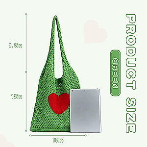 Oweisong Aesthetic Tote Bag for Women Hobo Crocheted Handbag Hand Woven Knitted Shoulder Bag Y2K Purse Woven Beach Totes