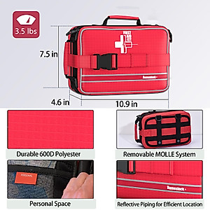Advanced First Aid Kit, Comprehensive Trauma First Aid Kits with Labelled Compartments for Cars, Home, Office, Backpacking, Camping, Traveling, and Cycling - 230 Piece