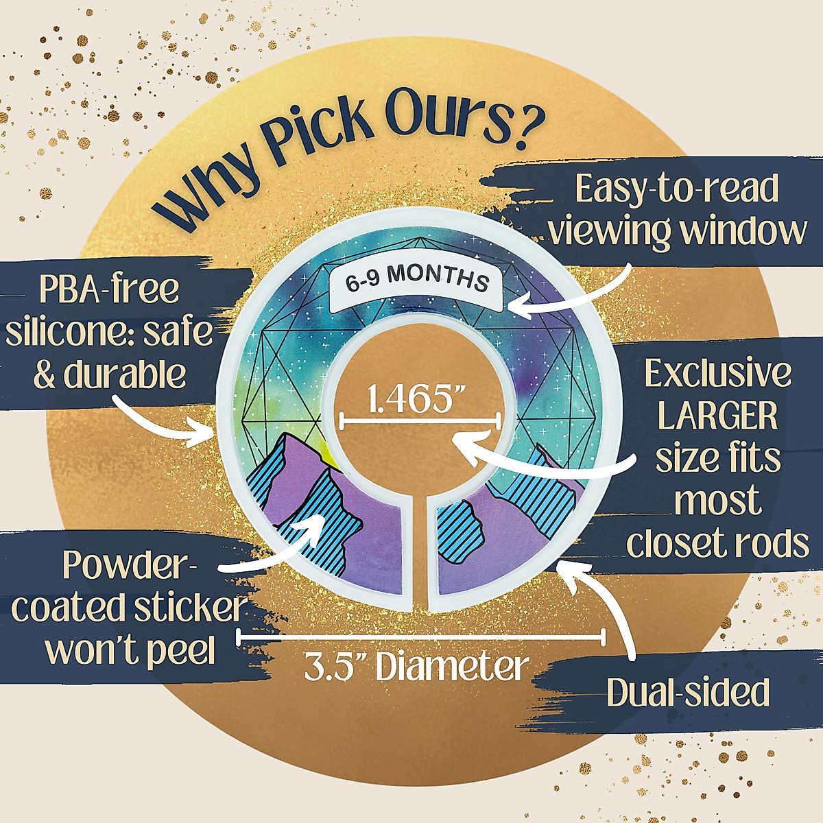 Baby Closet Dividers 14 Pcs | Baby Size Closet Dividers - 100 Stickers | Baby Closet Size Dividers - Velvet Bag | Unisex Baby Clothes Dividers for Closet Dividers for Baby Clothes Organizer Nursery