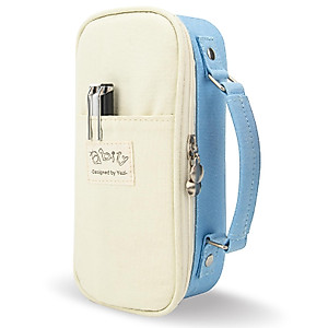 Qbily Large Capacity Pencil Pen Case, Office School College Pencil Pen Stationery Storage Case Pouch Bag Box, Light Blue